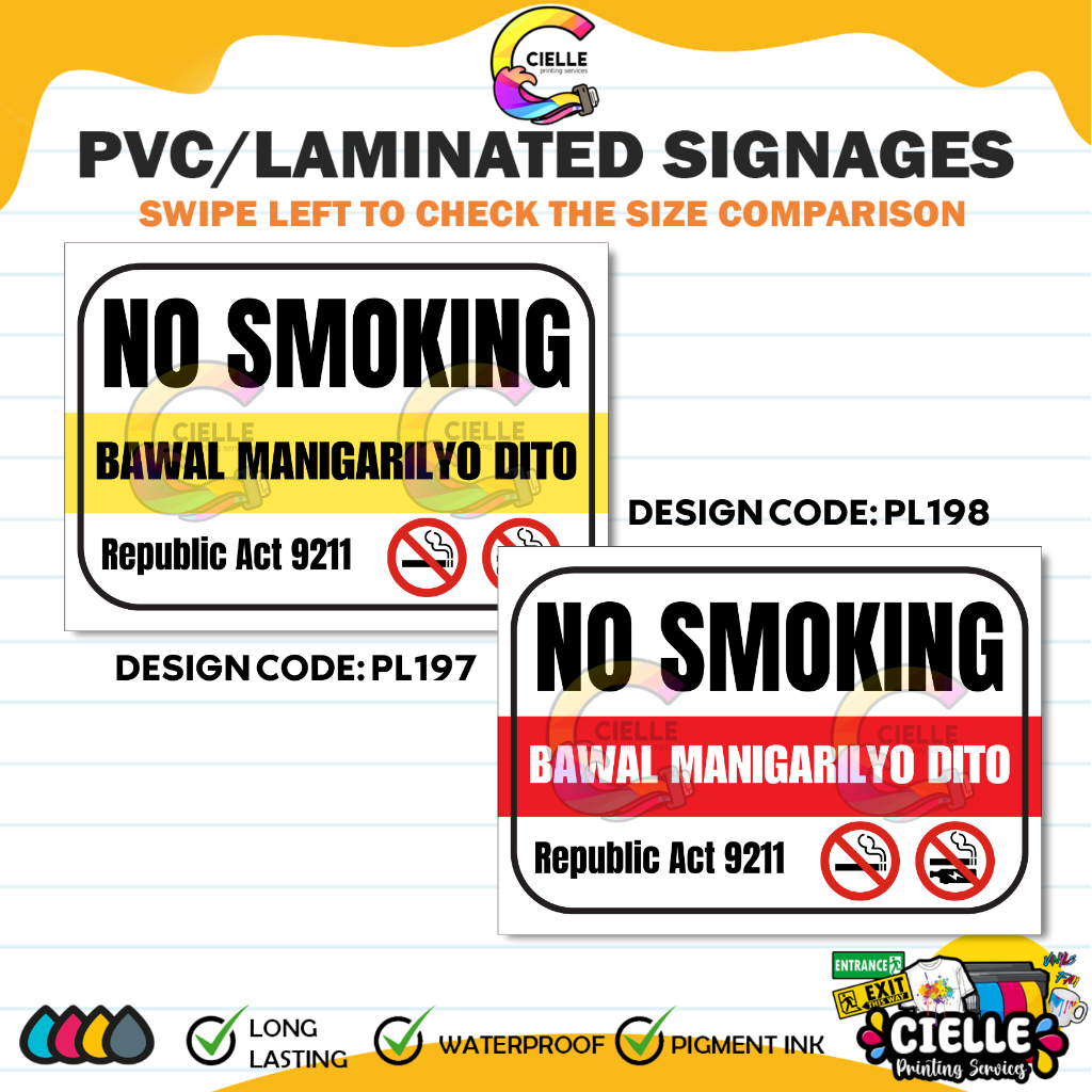 PVC/LAMINATED/STICKER SIGNAGES (PL197&PL198) - NO SMOKING/ BAWAL ...