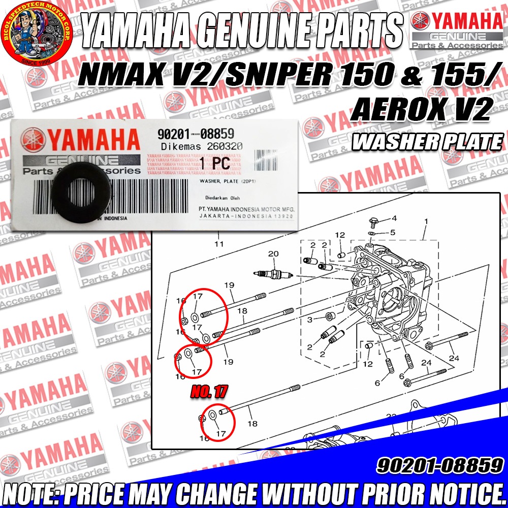 NMAX V2/SNIPER 150 & 155/AEROX V2 WASHER PLATE (YGP) (GENUINE: 90201 ...