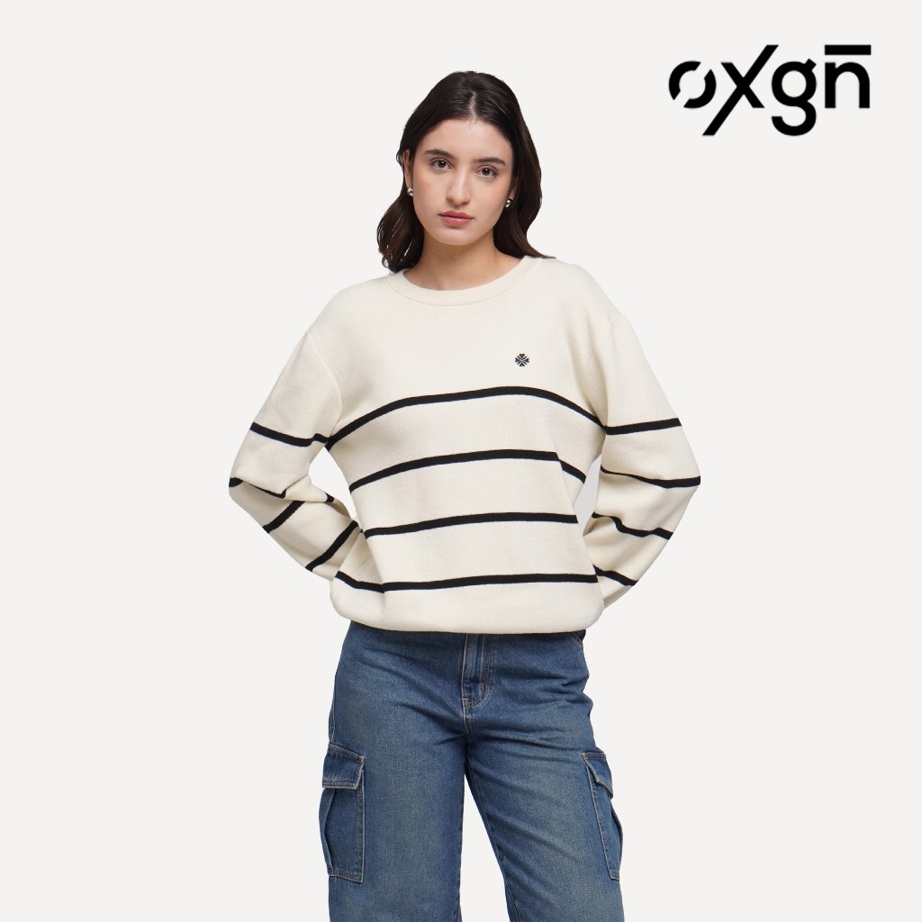 OXGN Generations Striped Pullover For Women (Cream) | Shopee Philippines