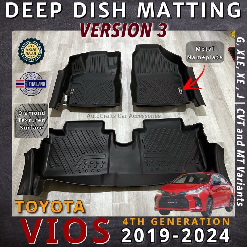 TOYOTA VIOS 2019-2025 DEEP DISH MATTING VERSION 3 | Shopee Philippines