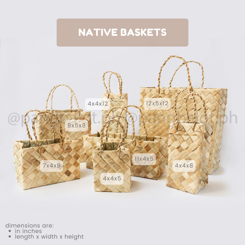 Native Pandan BASKET - 4x4x5 / 4x4x8 / 4x4x12 / 7x4x5 / 11x4x5 / 8x5x8 ...