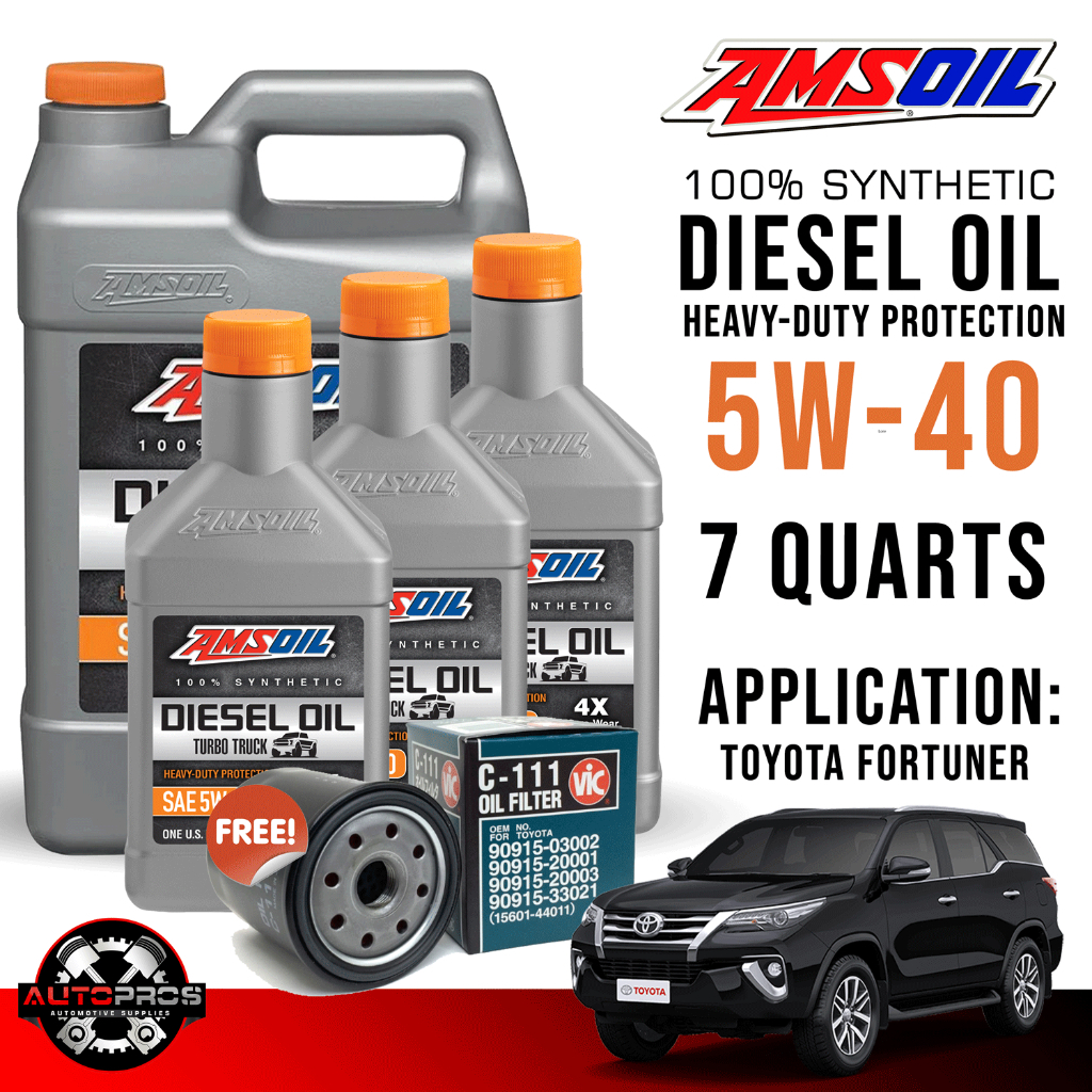 AMSOIL Heavy-Duty 100% Synthetic Diesel Engine Oil 5W-40 7 Quarts ...