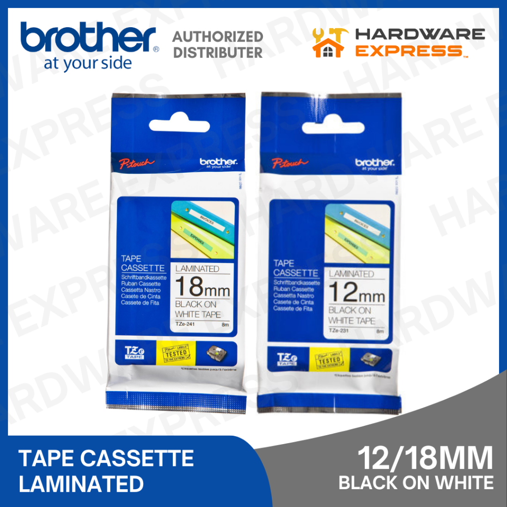 Brother Tape Cassette Laminated 12mm Tze 231 18mm Tze 241 Black On White Tape Shopee Philippines