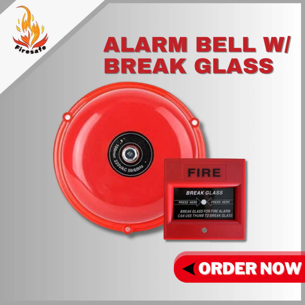 220V Fire Alarm Bell Set 4"6"8"10" With Manual Glass Switch Home Safe ...