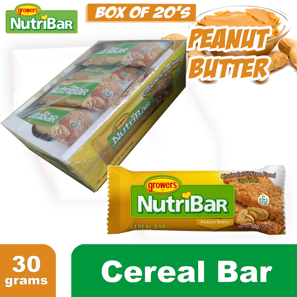 GROWERS NUTRIBAR PEANUT BUTTER Cereal Bar Pack of 20's | Shopee Philippines