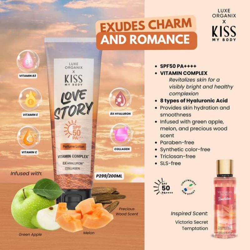 LUXE ORGANIX X KISS MY BODY LOVE STORY PERFUME LOTION 200g | Shopee ...