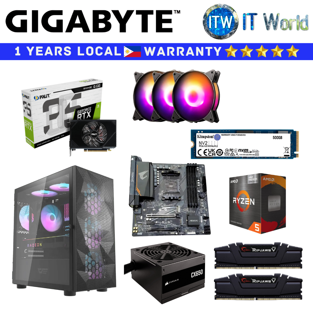 Gaming PC Desktop Computer Set Gigabyte Ace Build 5 5600G 3050 RTX ...