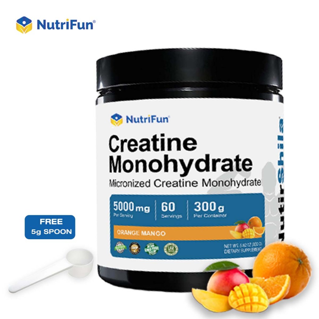 Nutrifun 100% Pure Creatine Monohydrate Powder Orange Mango Flavor 300 ...