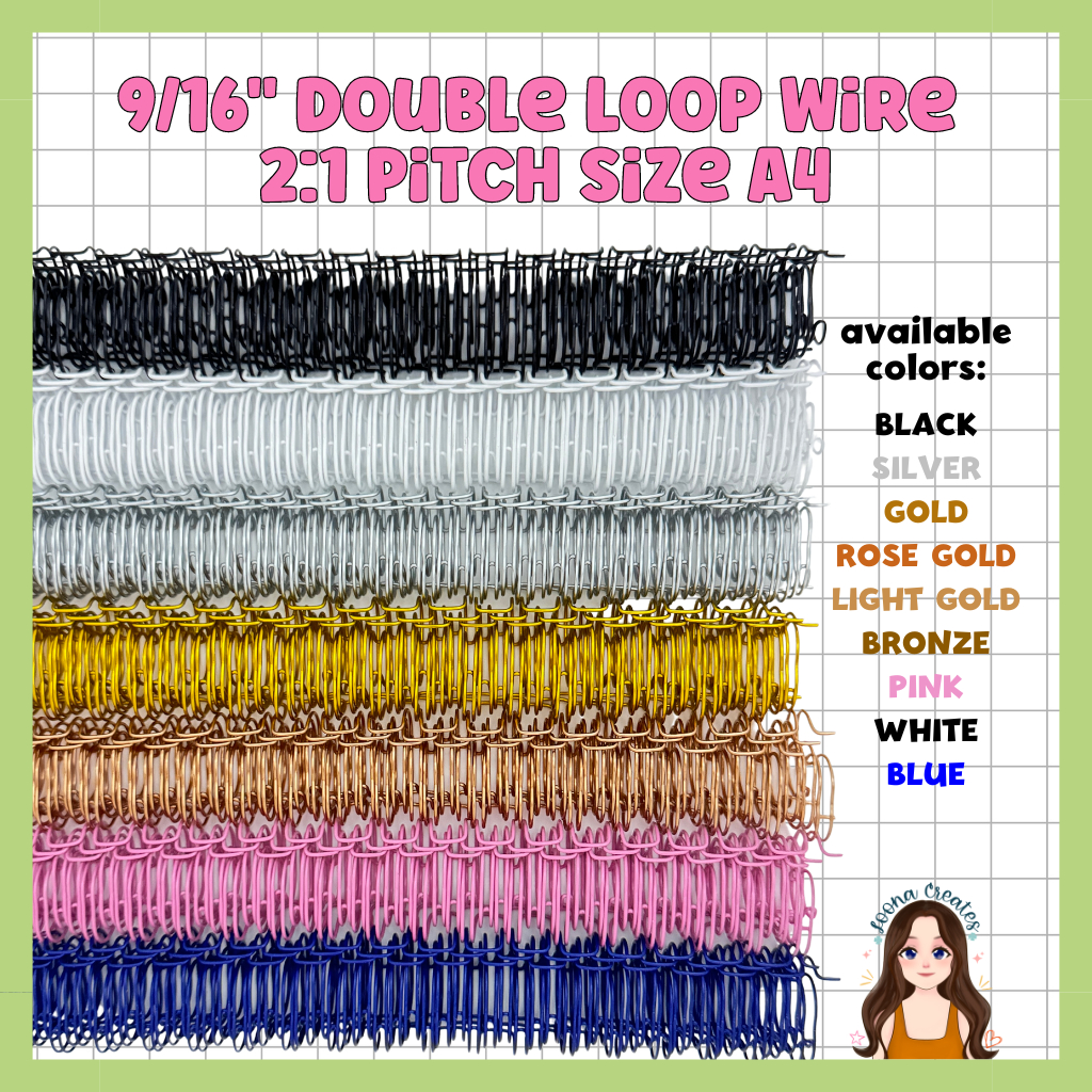9/16" Double Loop Binding Wires For Cinch 2:1 Pitch, A4 Size 23 Loops ...