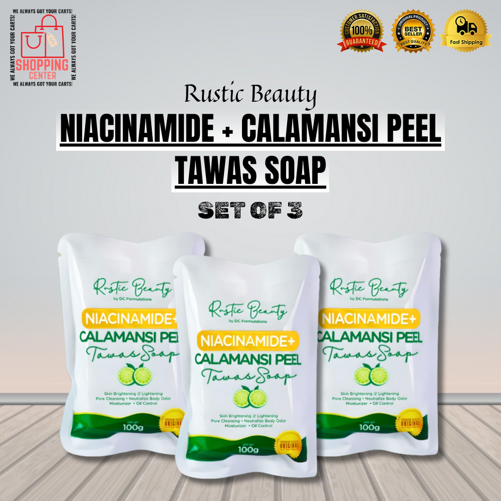 SET OF 3 NIACINAMIDE + CALAMANSI PEEL SOAP BY RUSTIC BEAUTY | Shopee ...