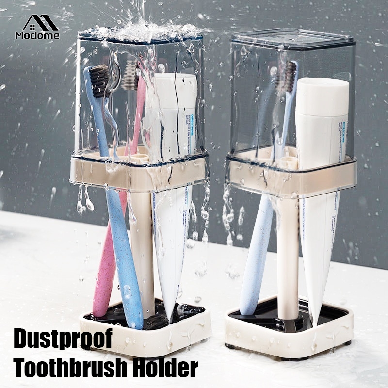 Bathroom Dustproof Toothbrush Holder with Cover Box Toothpaste Bracket ...