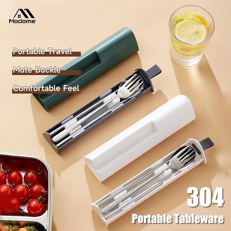 3 in1 Chopsticks Spoon and Fork Travel Portable Cutlery Set 304 ...
