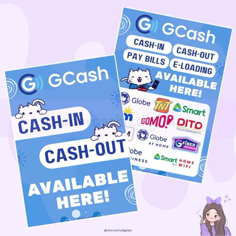 Gcash Cash-in Cash-out Rates Signage Laminated A4 | Shopee Philippines