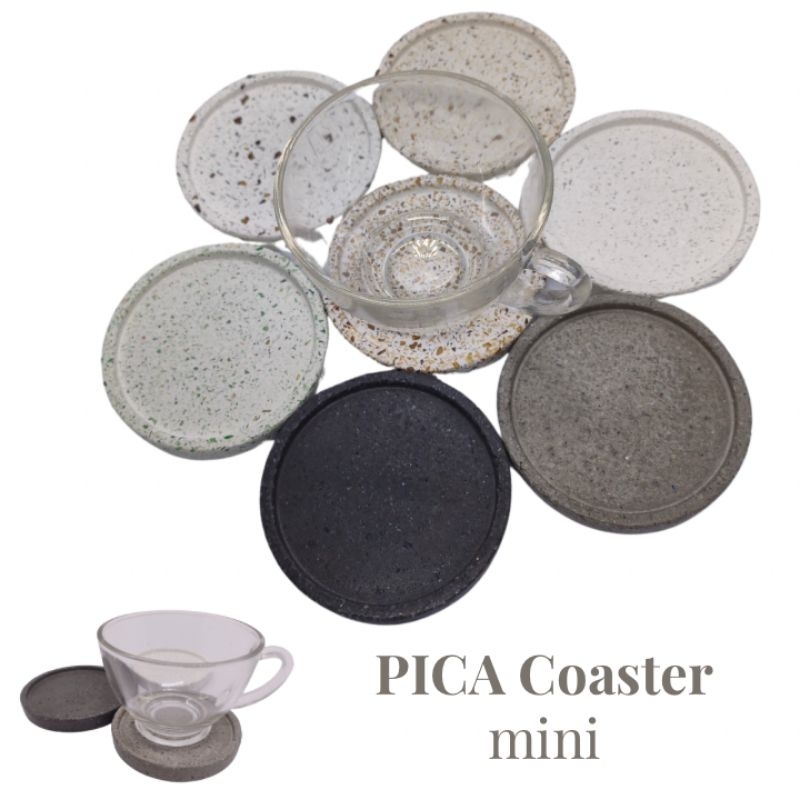 PICA Coaster Mini - handmade concrete coaster made with recycled ...