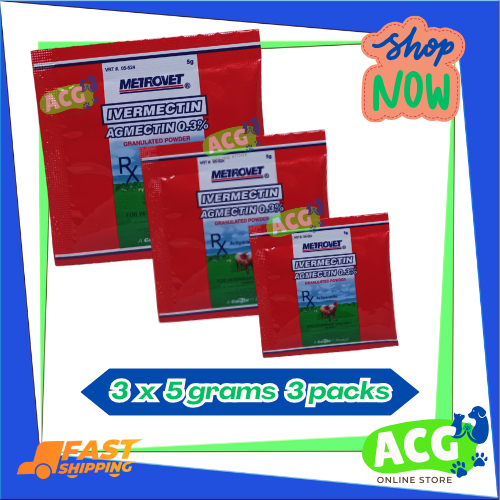 Agmectin 5g 3packs Granulated Powder with 0.3% Antiparasitic Properties ...