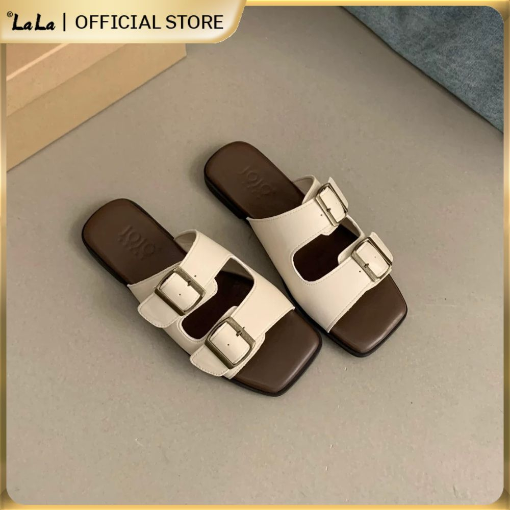 LALA Slippers with Leather strap adjustable Buckle hard rubber sole ...