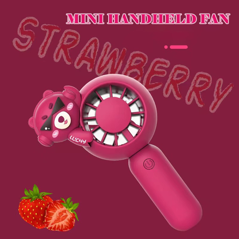 Cartoon Cute Strawberry Bear Mini Handheld Fan/USB Charging Fan Outdoor ...
