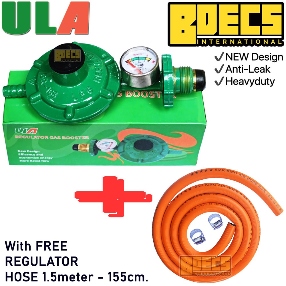ULA LPG regulator with pressure gauge and Free Rubber Hose set by bdecs ...