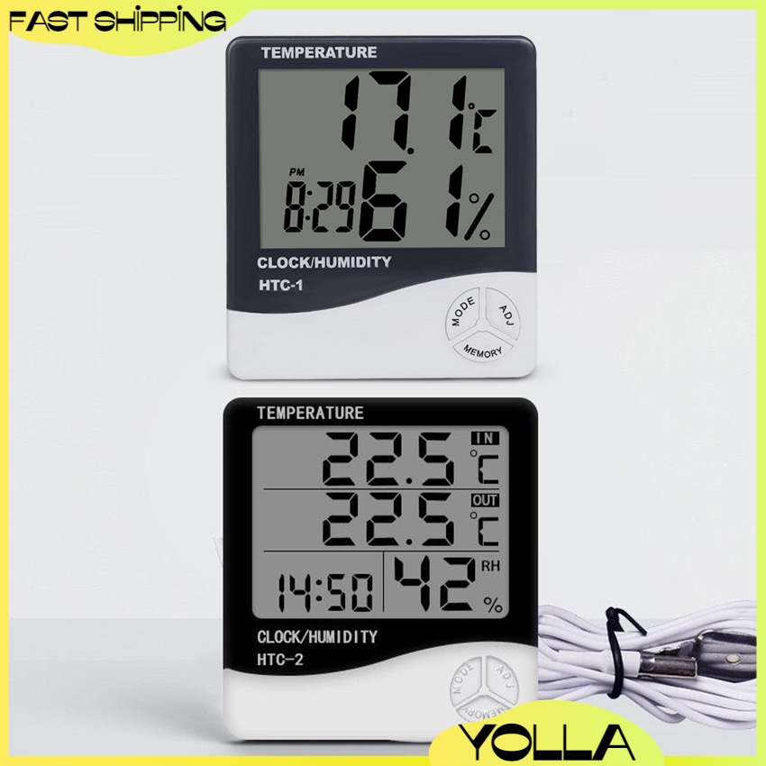 HTC-1 Digital LCD Hygrometer Temperature Humidity Meter Clock ...