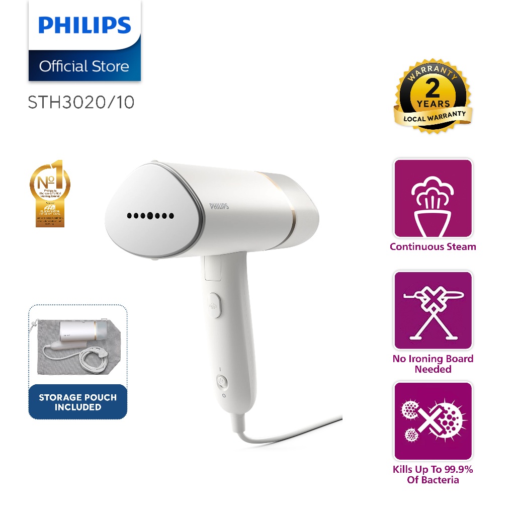 PHILIPS Foldable Handheld Compact Garment Iron Steamer STH3020/10 ...