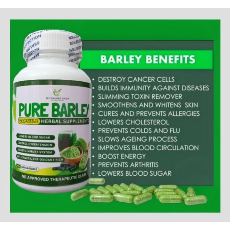 Pure Barley Capsule [500mg] Organic capsule FDA approved 100 Capsule ...