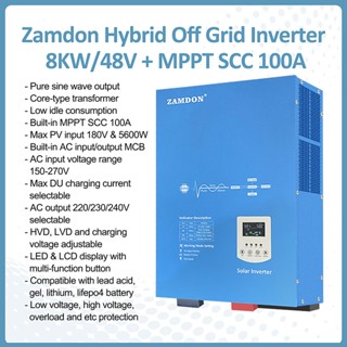 Zamdon 8KW 48V Toroidal Hybrid Off-grid Solar Inverter with 100A MPPT ...