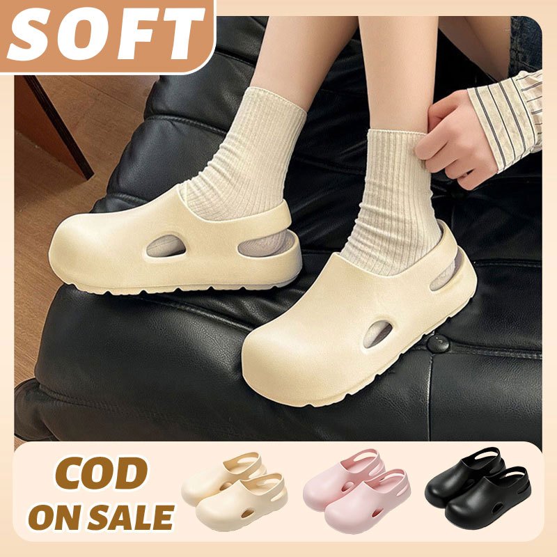 Korean Croc For Women Flat Sandals Soft Thick Soled Sandals Hospital ...