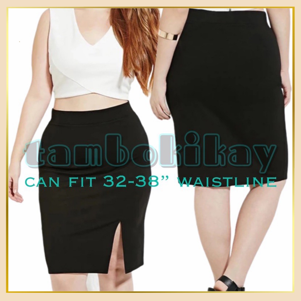 33-38” WAISTLINE PLUS SIZE - WITH SLIT PLAIN PENCIL SKIRT | Shopee ...