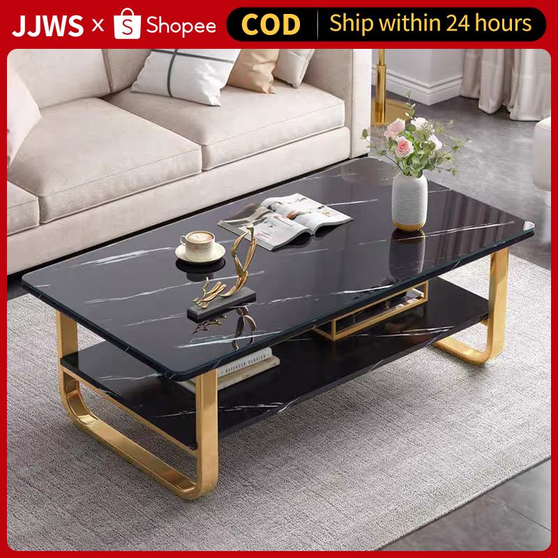 JJWS Living Room Coffee Table 2-Tier Center Table Modern Wooden Tea Table Simple Sofa Table for ...
