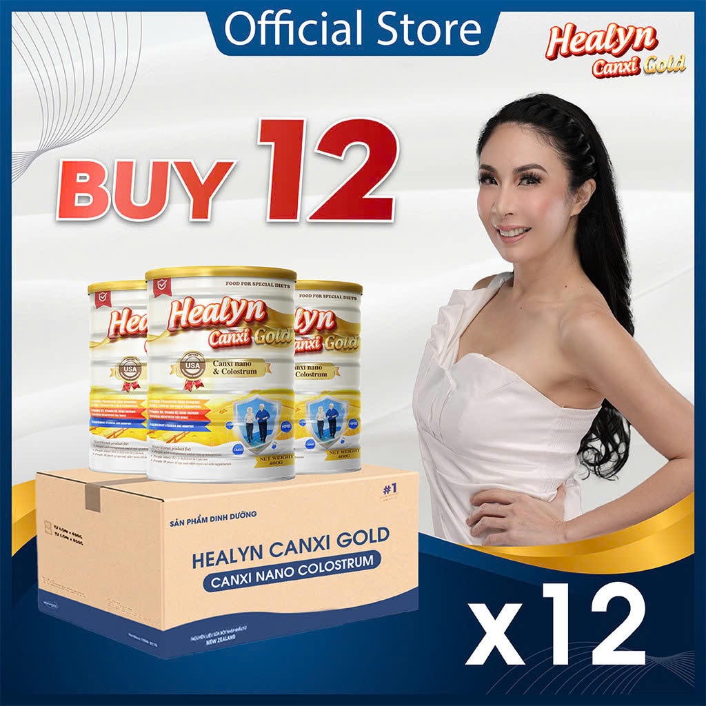 [BOX OF 12 CANS] Healyn Canxi Gold 400g - Milk for osteoporosis and ...