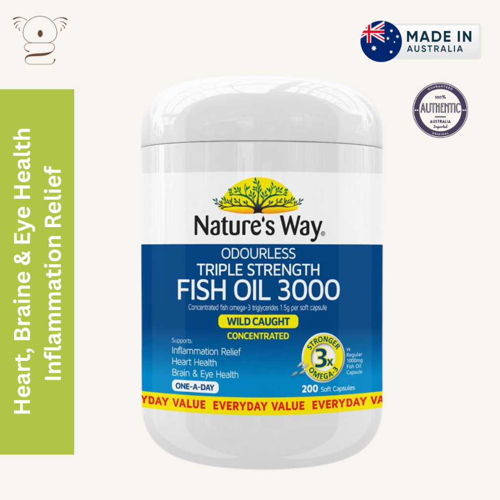 Nature's Way Odourless Triple Strength Fish Oil 3000 70 Caps Heart ...
