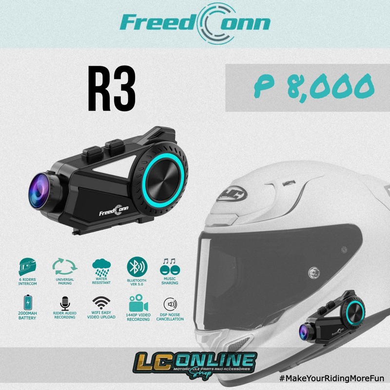 Freedconn R3 Helmet Intercom With Video Recording | Shopee Philippines