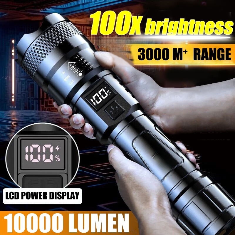Zoom Rechargeable Flashlight Super Bright Waterproof Heavy Duty ...
