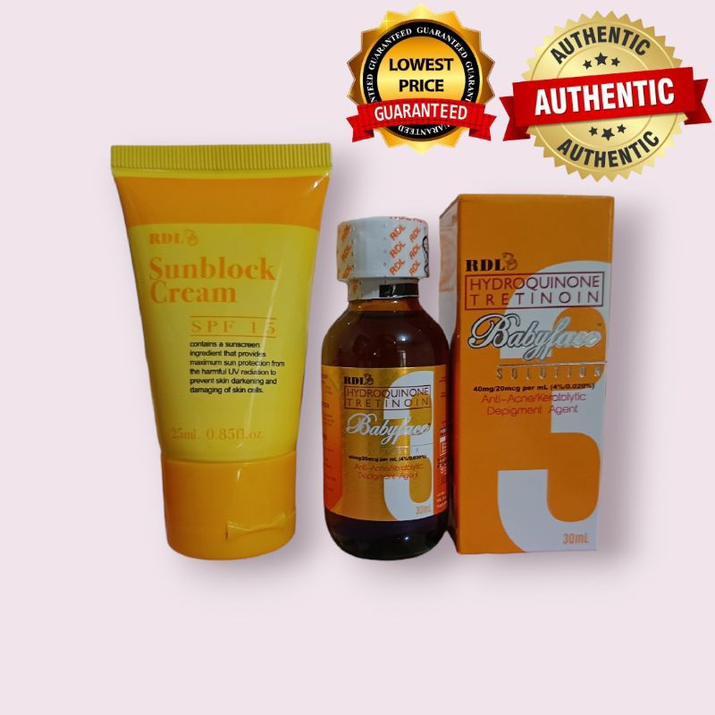 RDL COMBO SET BABYFACE ASTRINGENT 30ml/60ml + SUNBLOCK CREAM 25ml with ...