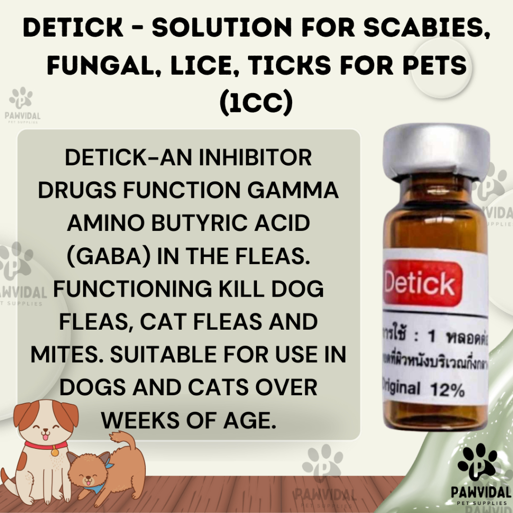 Detick – Solution for Scabies, Fungal, Lice, Ticks For Pets (1cc ...