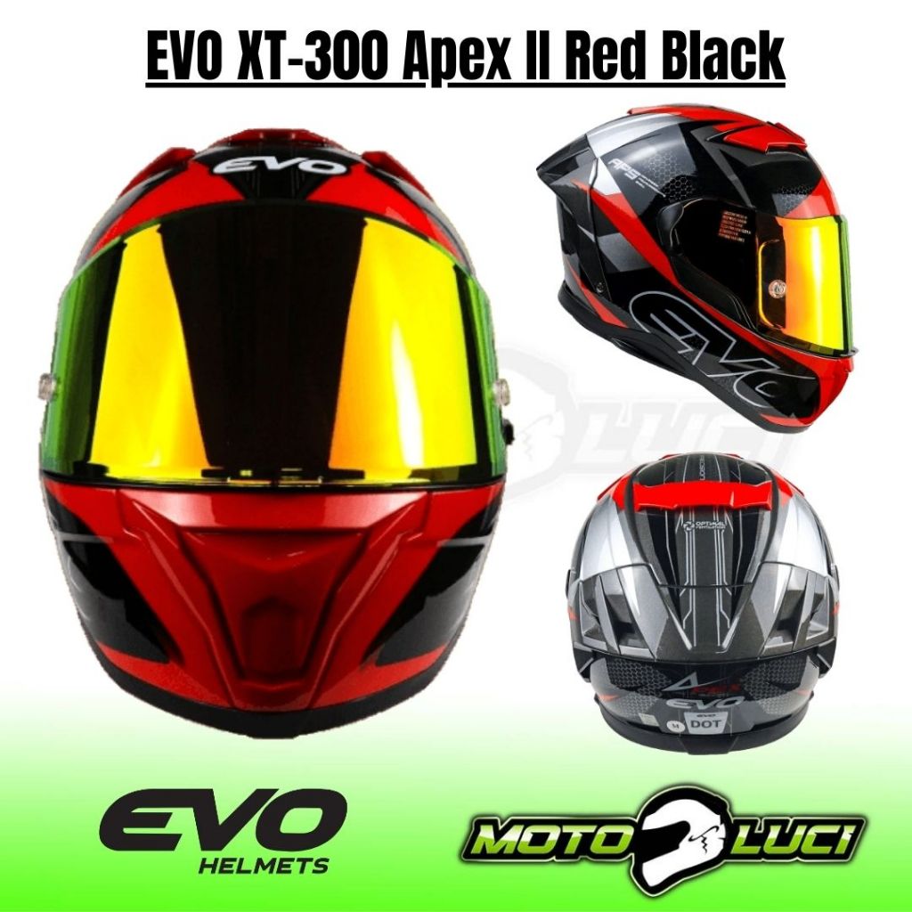 EVO XT-300 Apex II Full Face Dual Visor Helmet Motorcycle With Free ...