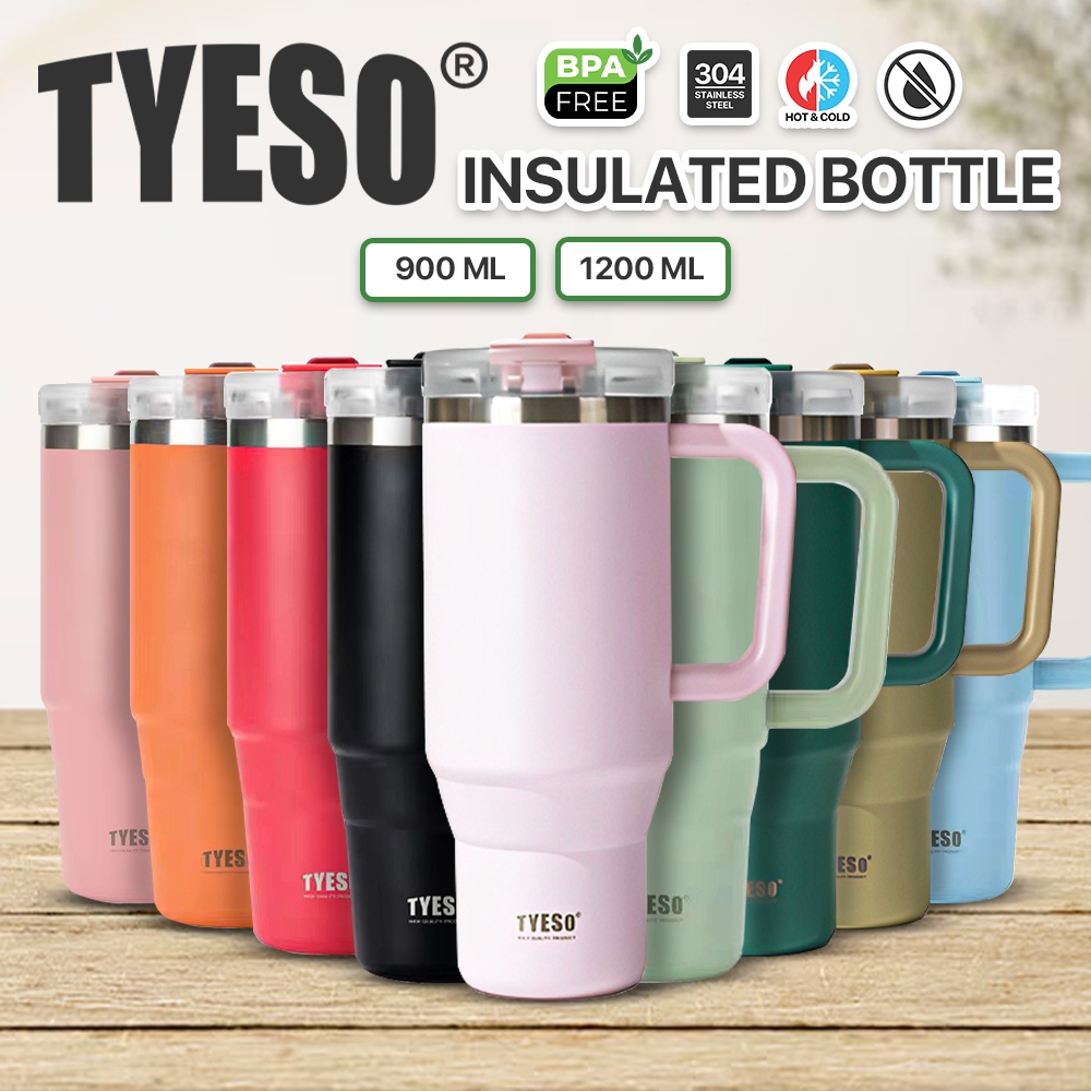 NEW Tyeso Tumbler With Handle Design 900ml/1200ml 304 Stainless Steel Insulated Thermos Flask ...