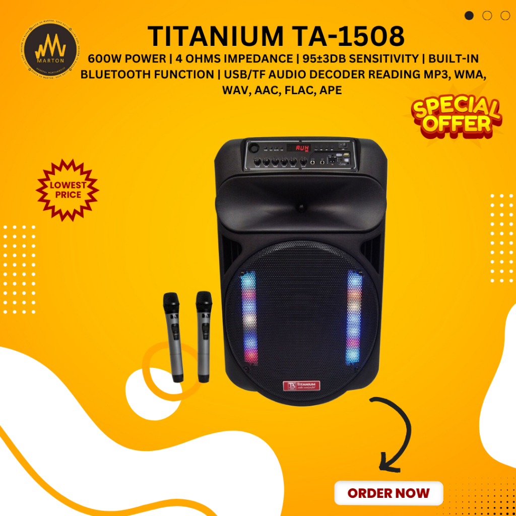 TITANIUM AUDIO TA-1508 Professional Active Speaker 600w / Bluetooth ...