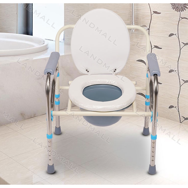 Commode Chair Bath Folding Bedside Height Adjustable Commode Foldable ...