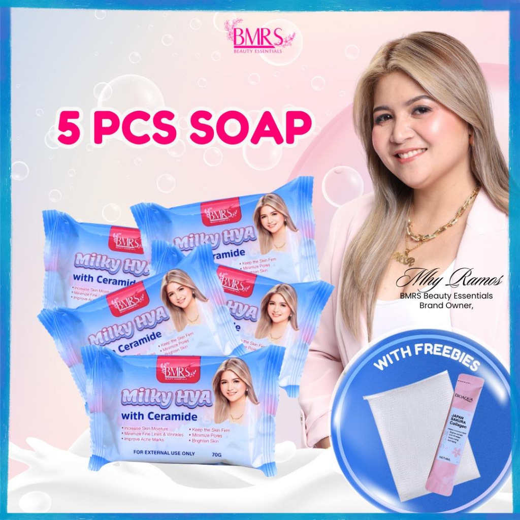 (5PCS) ORIGINIAL BMRS MILKY HYA SOAP WITH CERAMIDE, GLUTATHIONE VITAMIN ...