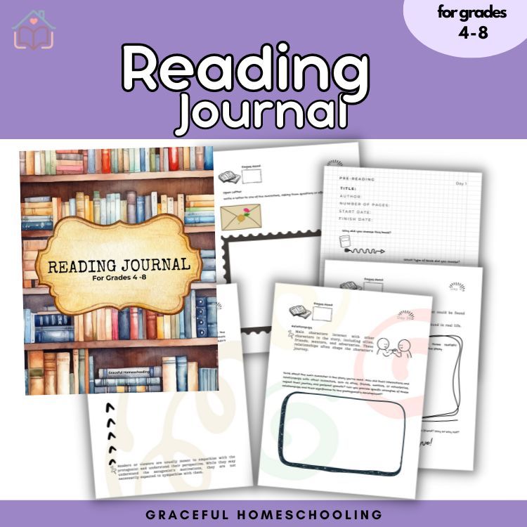 Reading Journal for Grade 4 to 8 Elementary, Reading Journal for Kids ...
