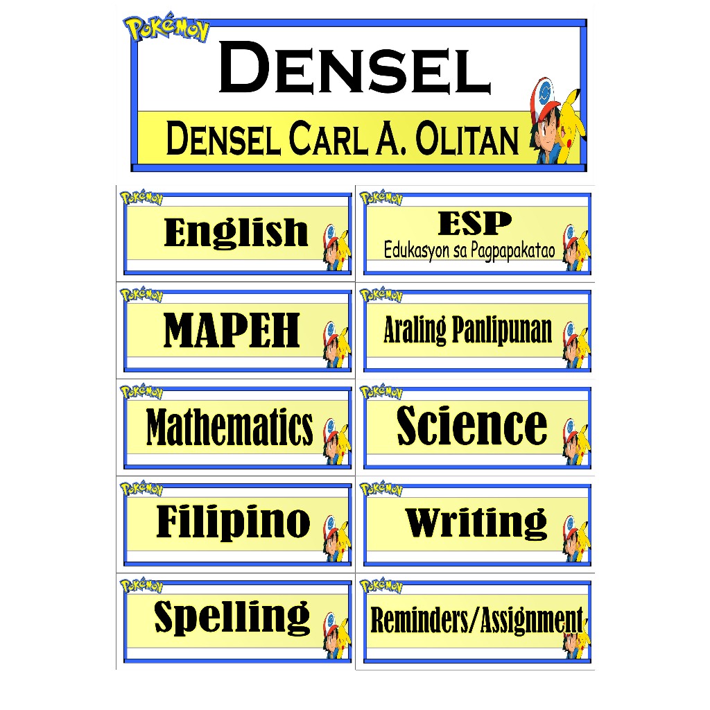 STICKER SUBJECT,GRADE SECTION,NAME AND NAMETAG | Shopee Philippines