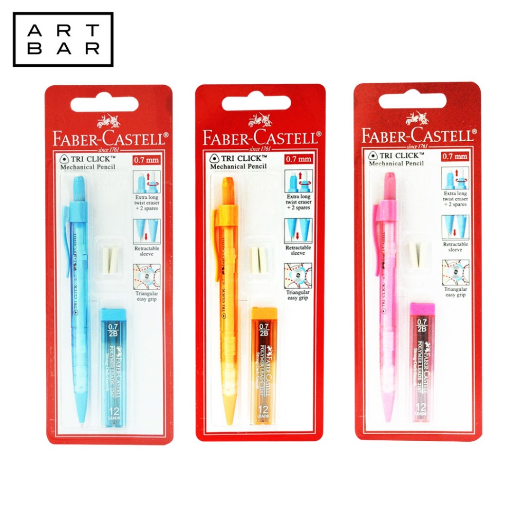 Faber-Castell Tri-Click Mechanical Pencil 0.7mm with Lead & Eraser ...