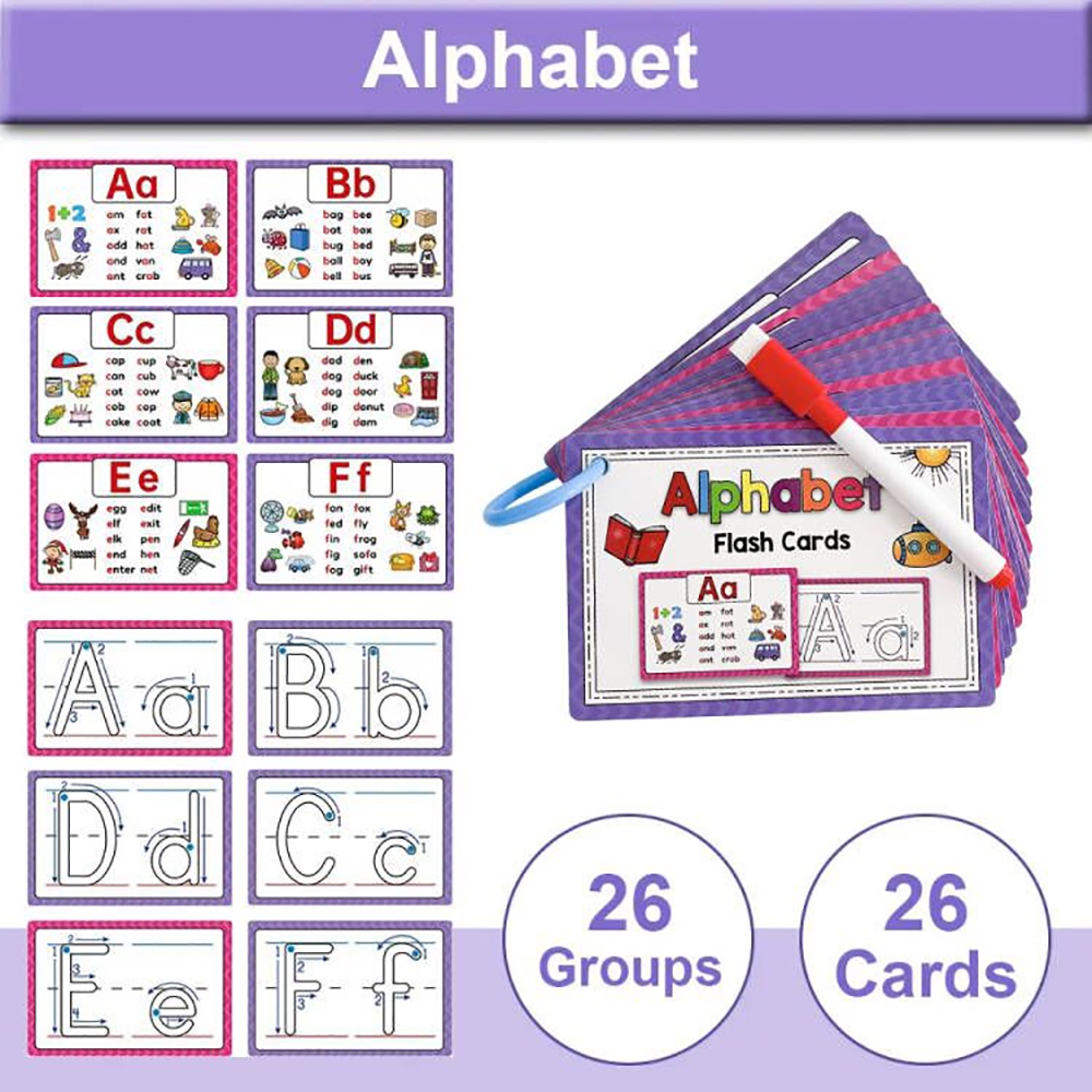 Alphabet Phonics ABC Flash Cards Baby Montessori Preschool English baby ...