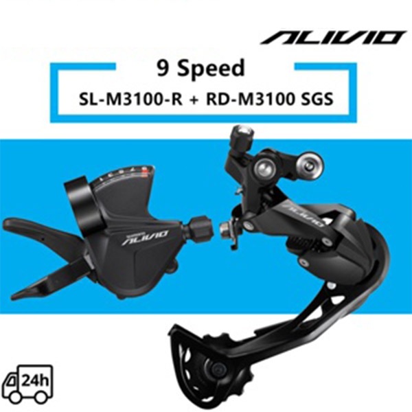 SHIMANO Alivio M3100 9 Speed Groupset M3100 Shifter Lever Rear Derailleur SGS Long Cage Bike ...