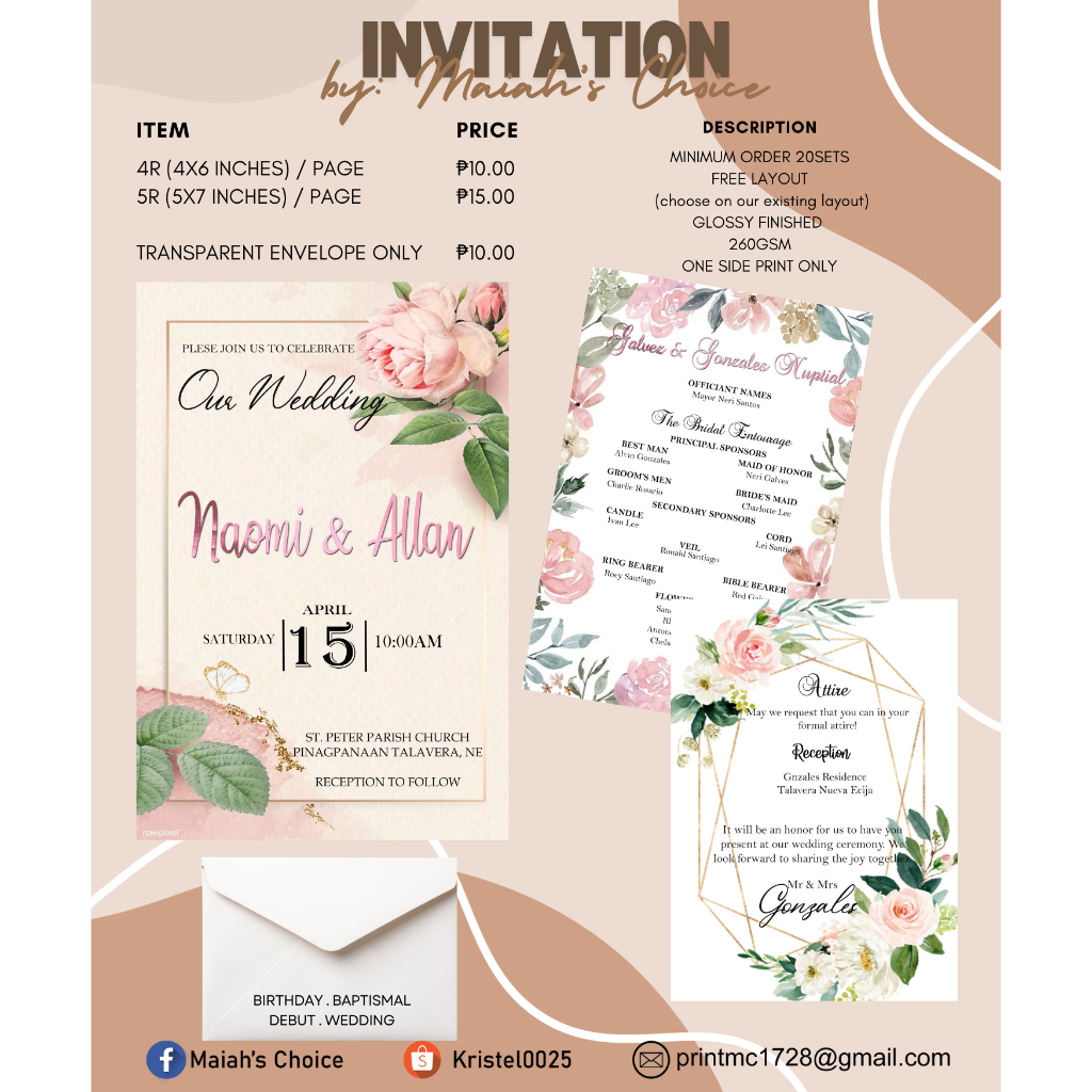 WEDDING DEBUT BIRTHDAY INVITATION FREE LAYOUT | Shopee Philippines