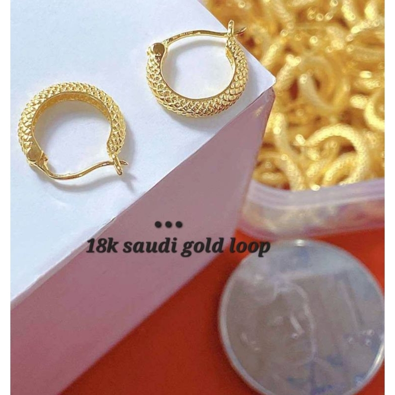 Pawnable 18k saudi gold loop earrings 9mm hug | Shopee Philippines