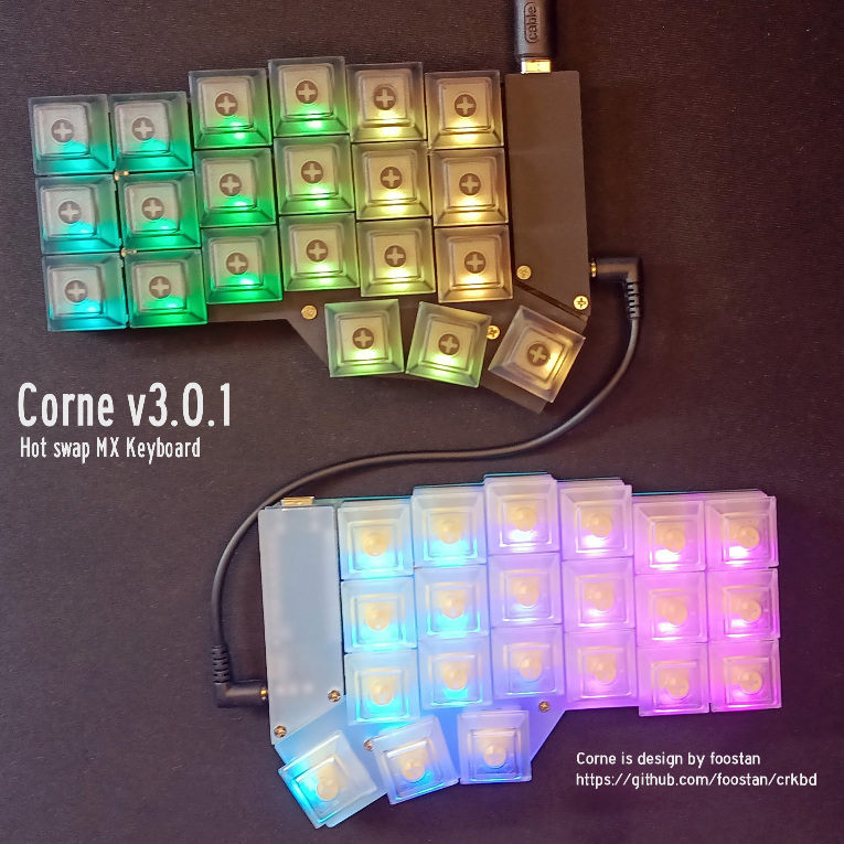 Pabile Corne v3 HotSwap MX Split Ergonomic Mechanical Keyboard Ready to Use Kit Fifi Crkbd ...