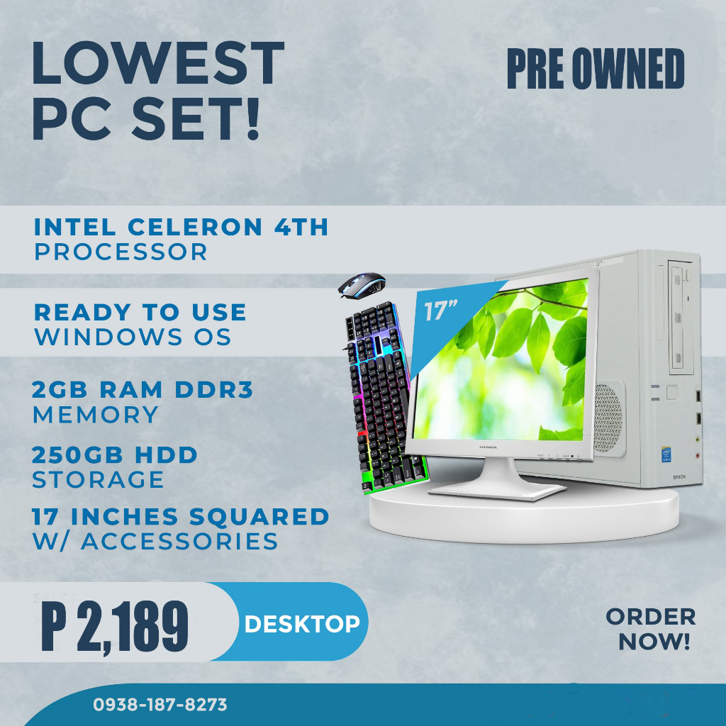CELERON 4TH GEN DUAL CORE COMPUTER PACKAGE WITH 17 SQUARE AND KEYBOARD ...