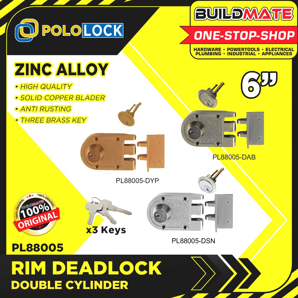 BUILDMATE Pololock Rim Deadlock Double Cylinder Safety Door Lock ...
